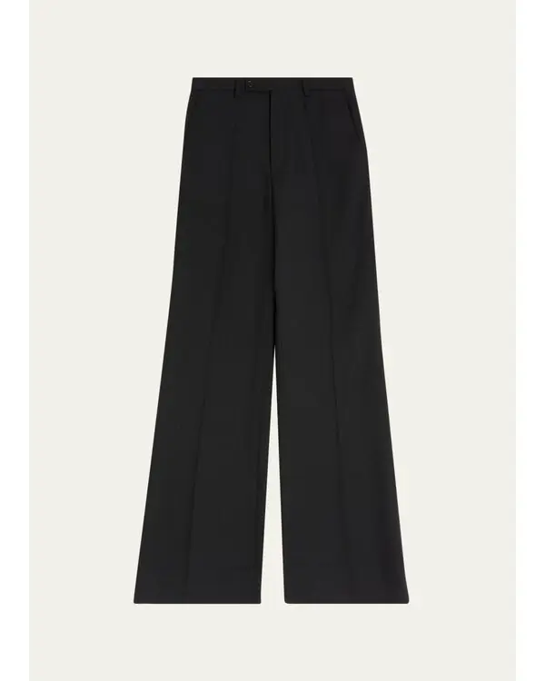 Valentino Garavani Wide Leg Flared Flat-front Pants - Nero