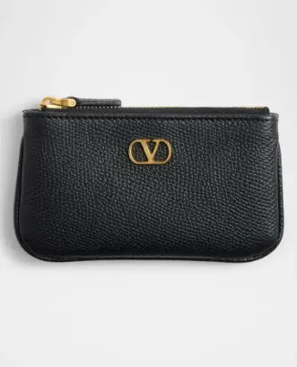 Valentino Garavani Vlogo Signature Leather Card Holder - New