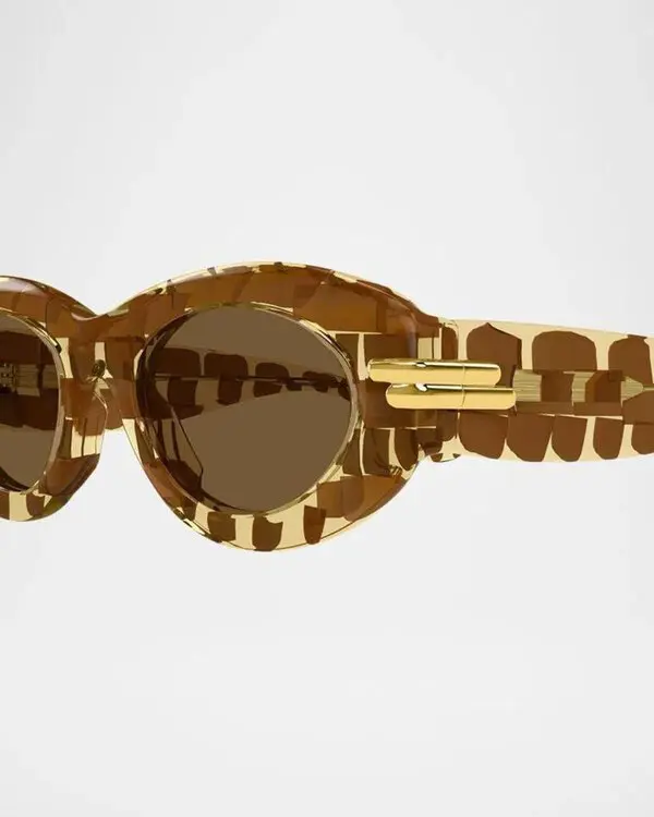 Bottega Veneta Ribbon 55mm Oval Sunglasses