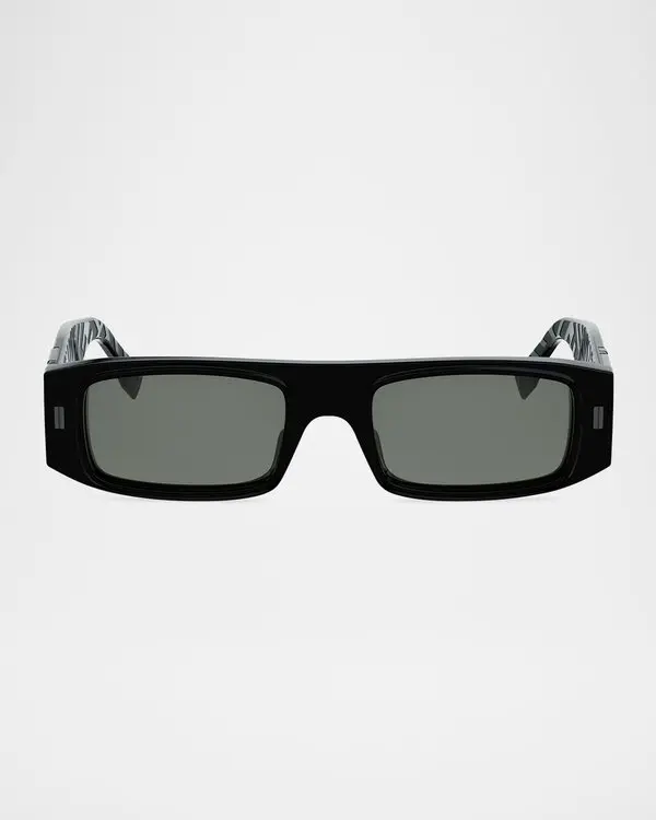Fendi Ff Squared Rectangle Sunglasses - Shiny Blac