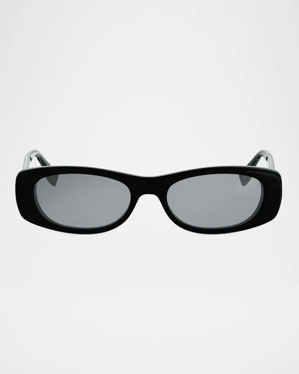 Fendi Ff Squared Oval Sunglasses - Shiny Blac