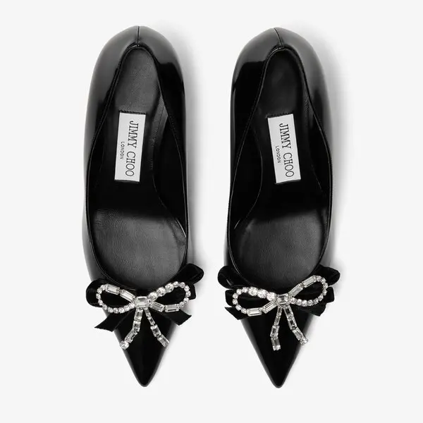 JIMMY CHOO Auria 70 Soft Spazzolato Pumps With Crystal Bow - Black