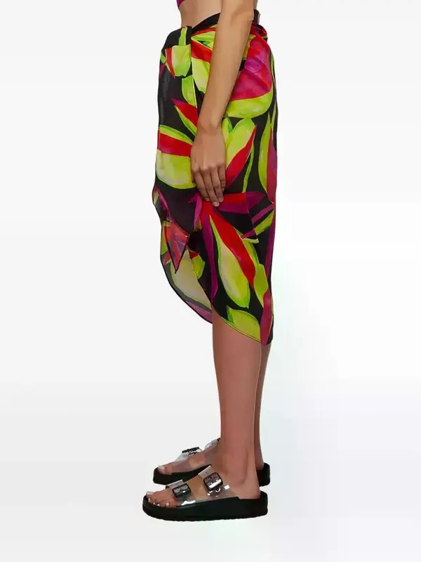 LOUISA BALLOU Floral-pattern Midi Skirt - Black