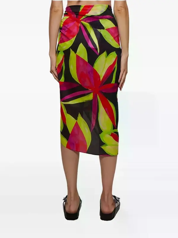 LOUISA BALLOU Floral-pattern Midi Skirt - Black
