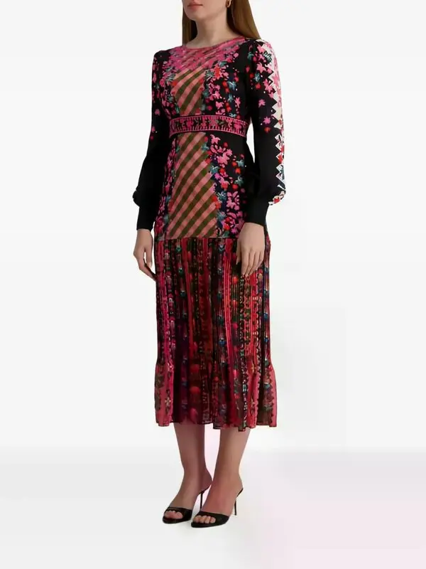 Saloni Floral Pleated Dress