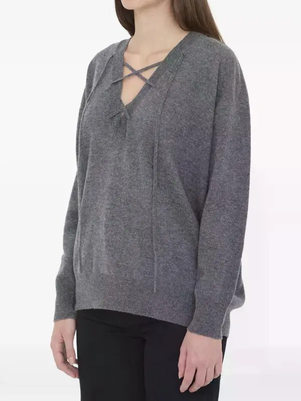 LISA YANG Erna Tie-neck Ribbed Sweater