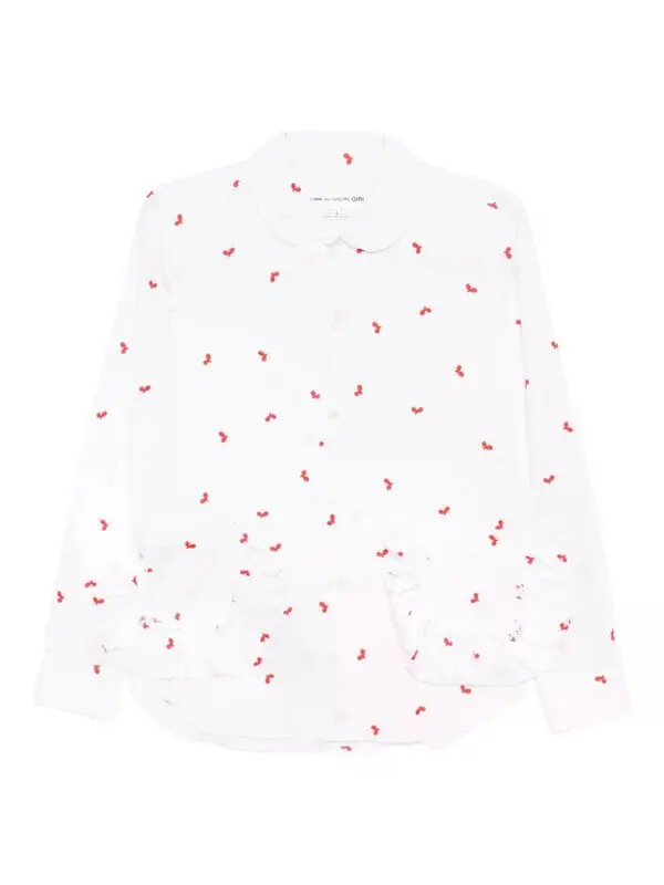 Comme Des Garçons Ruffled-pocket Shirt - White
