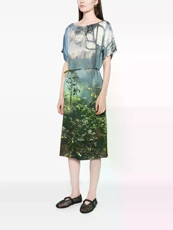 AGNES B. Printed Midi Dress - Brown