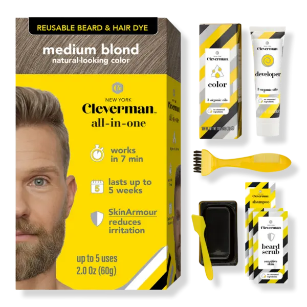 CLEVERMAN Reusable Beard & Hair Dye Kit - Medium Blond