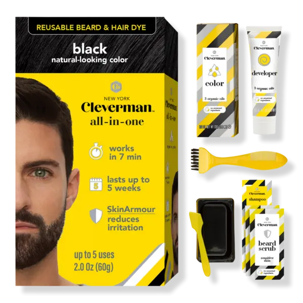 CLEVERMAN Reusable Beard & Hair Dye Kit - Black