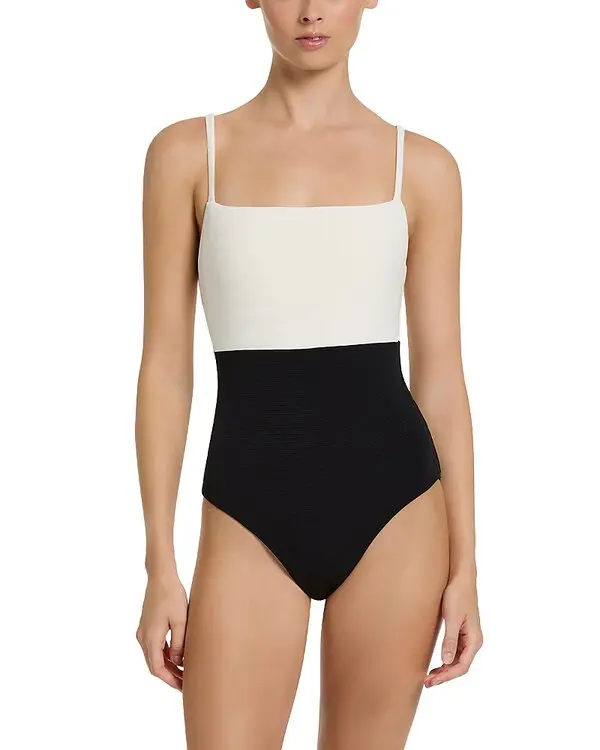 JETS Minimal Tank One Piece Swimsuit - Black/cream