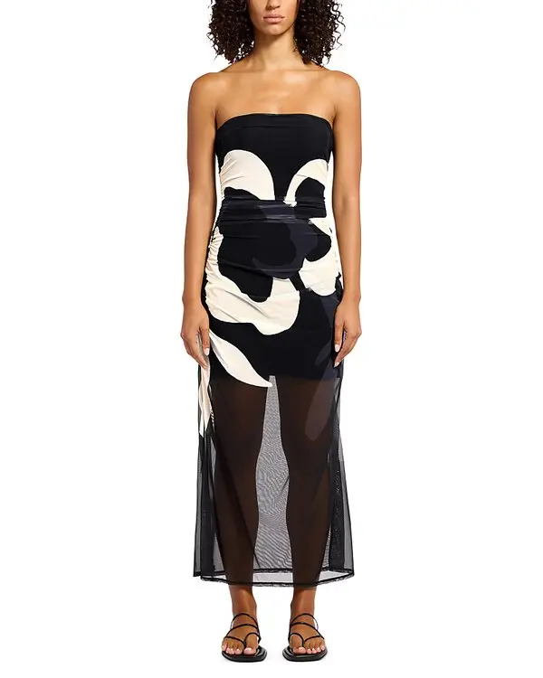 JETS Mesh Strapless Cover Up Dress - Black
