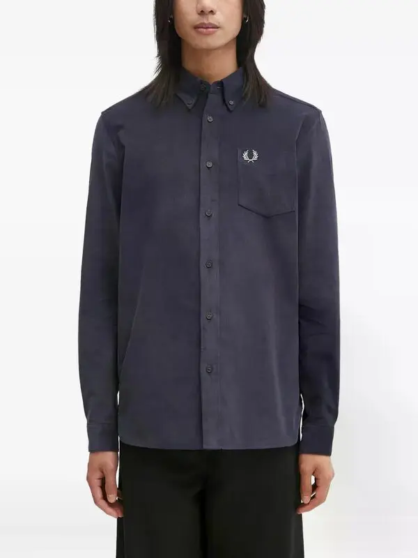 Fred Perry Logo-embroidered Corduroy Shirt - Blue