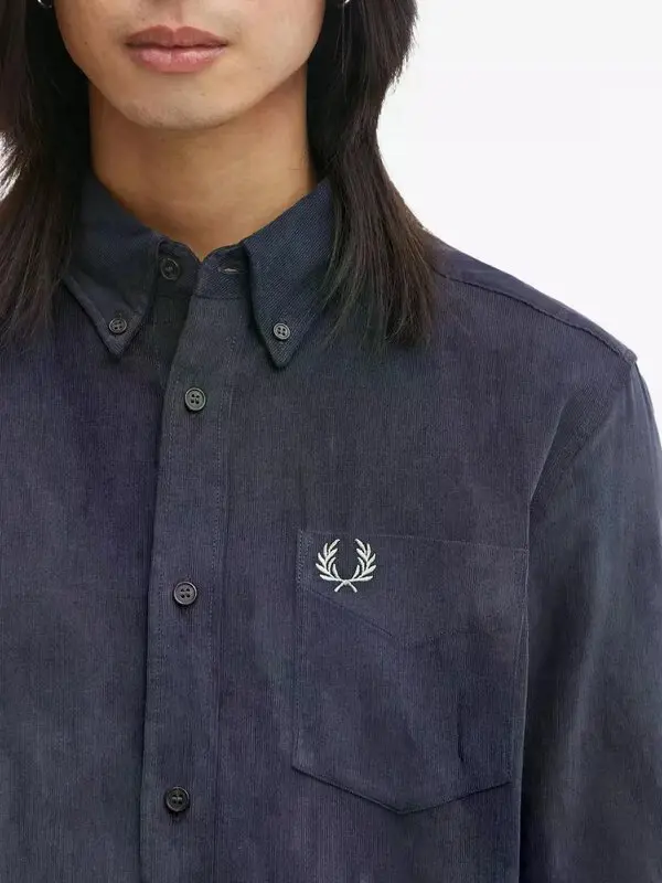 Fred Perry Logo-embroidered Corduroy Shirt - Blue