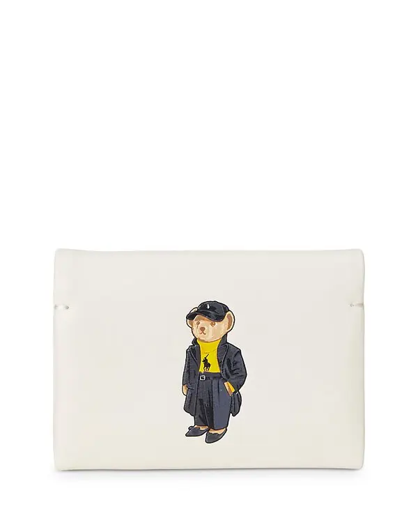 Polo Ralph Lauren Polo Bear Leather Flapped Card Case - White