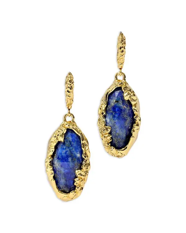 Alexis Bittar Brut Encased Lapis Lazuli Drop Earrings - Blue/gold