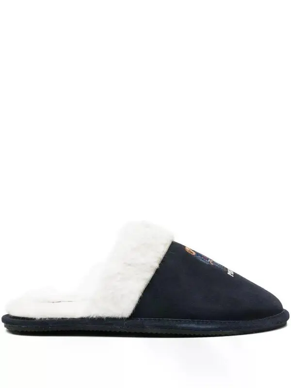 Polo Ralph Lauren Bear-embroidered Slippers - Blue