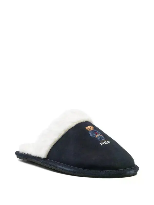 Polo Ralph Lauren Bear-embroidered Slippers - Blue