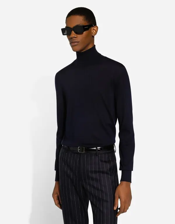 Dolce & Gabbana Cashmere And Silk Turtleneck Sweater - Blue