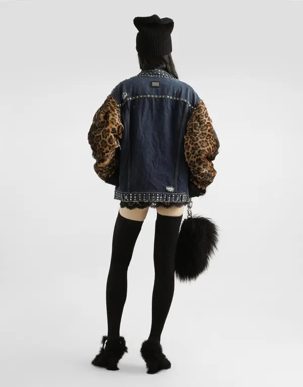 Dolce & Gabbana Denim Jacket With Fur Sleeves