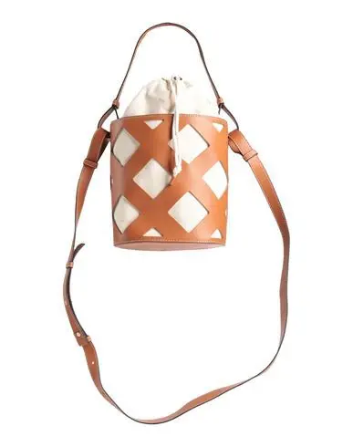 ALOHAS Leather And Canvas Bucket Bag - Brown