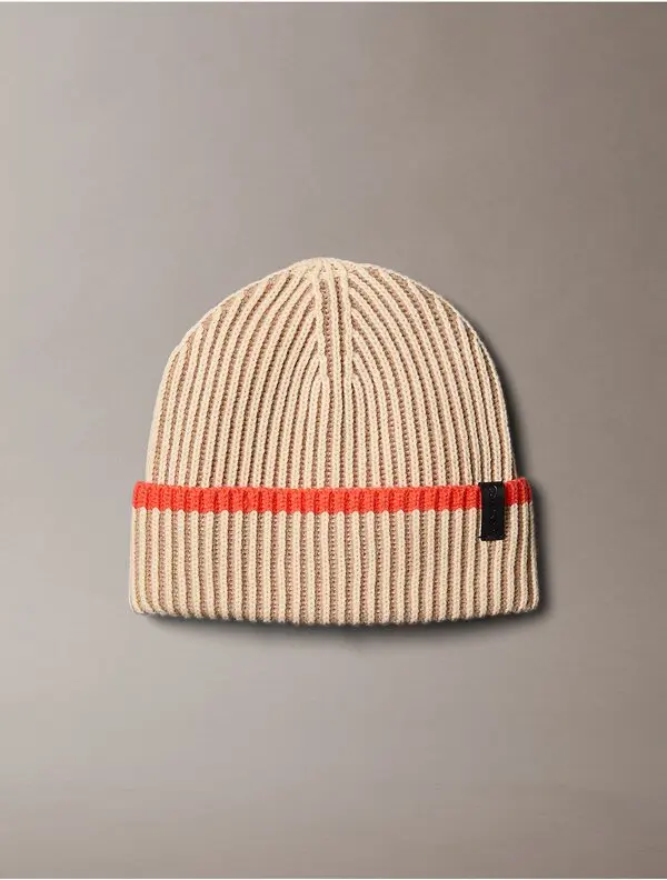 Calvin Klein Tipped Ribbed Beanie - Tan