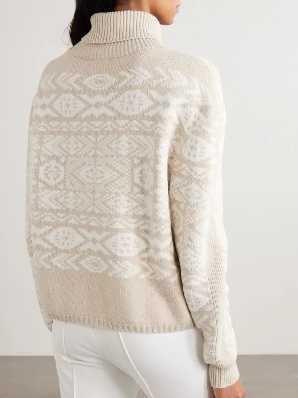 Bogner Nadin Fair Isle Appliquéd Wool-jacquard Turtleneck Sweater - Neutrals