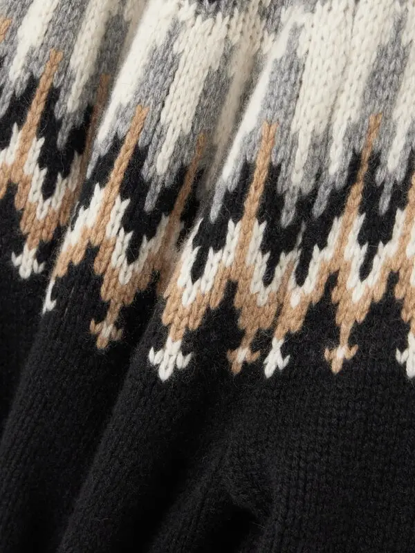 Bogner Ingrid Fair Isle Cashmere Turtleneck Sweater - Black