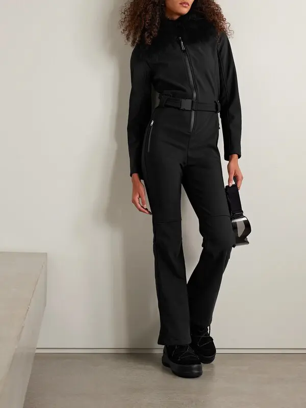 YVES SALOMON Belted Shearling-trimmed Ski Suit