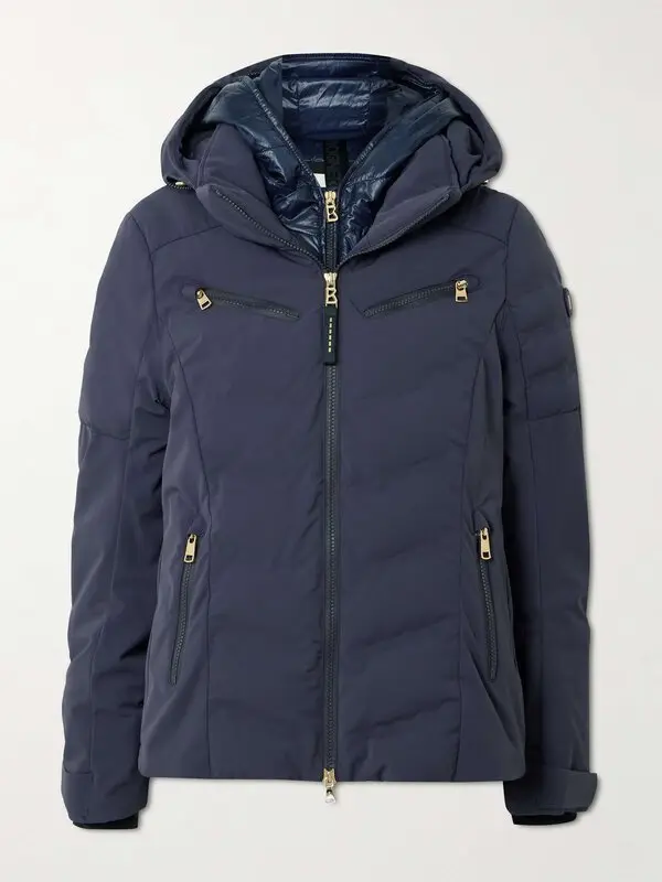 Bogner Kea Hooded Layered Padded Quilted Ski Jacket - Navy
