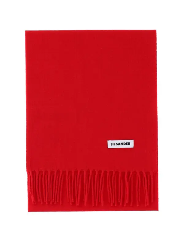 JIL SANDER Virgin Wool Scarf - Red