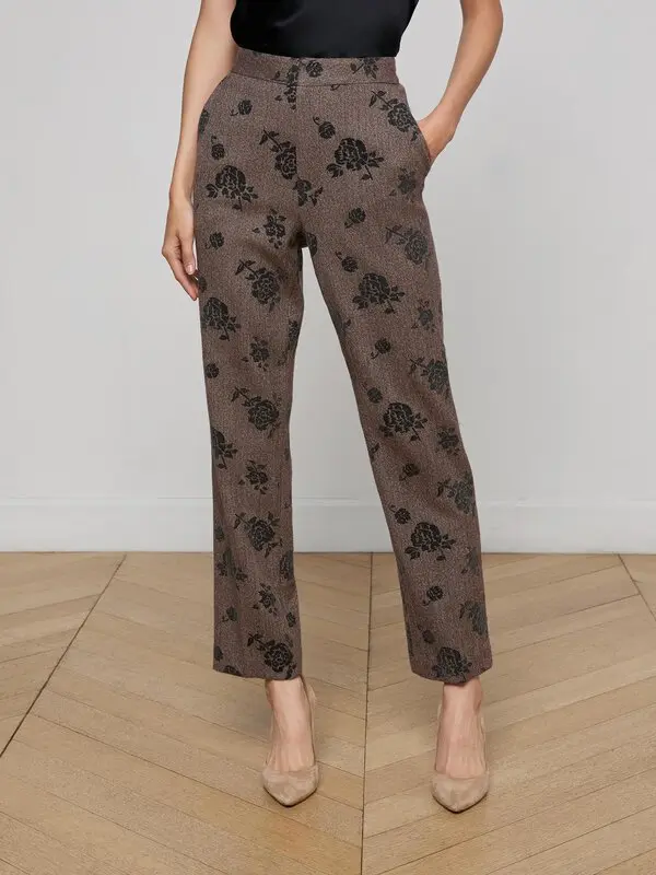 L'Agence Rebel Flocked Herringbone Trousers