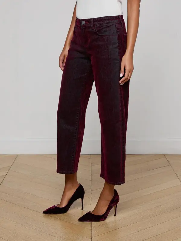 L'Agence Dolores Flocked Bow-leg Jean