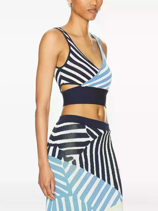 Staud Trenton Striped Cut-out Crop Top
