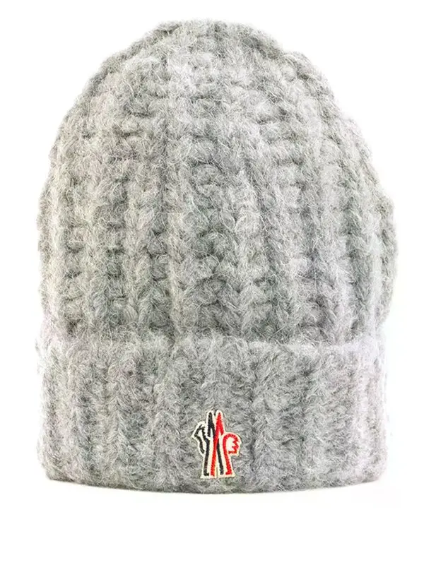 Moncler Logo-patch Beanie - Grey