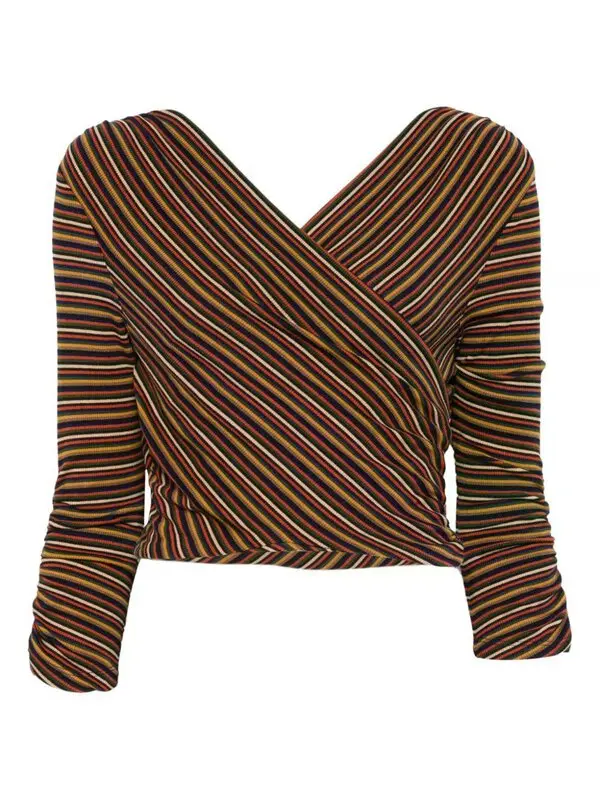 Anna Sui Striped Wrap Top
