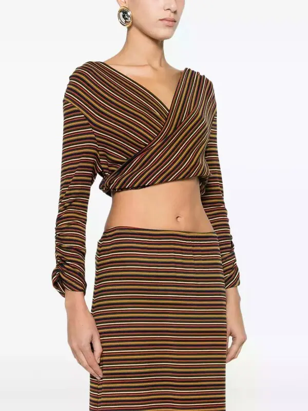 Anna Sui Striped Wrap Top