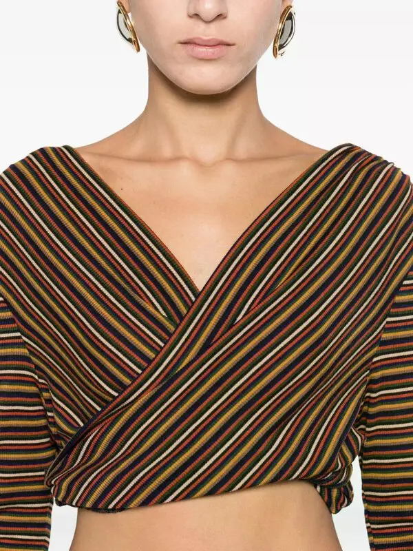 Anna Sui Striped Wrap Top