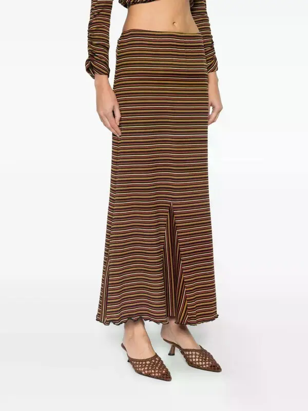 Anna Sui Striped Midi Skirt