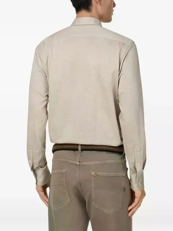 Boggi Milano Pointed-collar Cotton Shirt - Neutrals