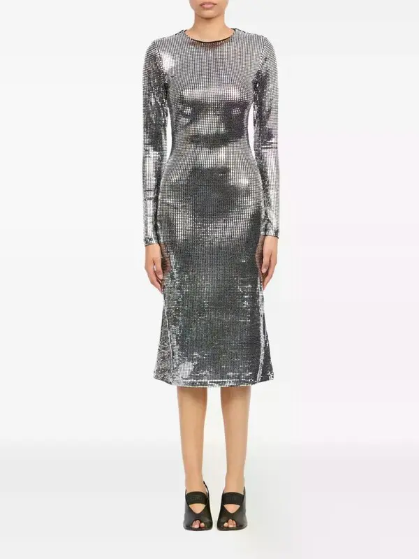 long sleeve midi cut out dress Ginnee Puff Sleeve Cutout Midi Dress