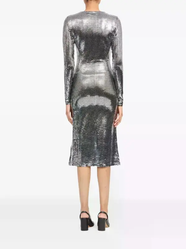 Maison Margiela Long-sleeve Embellished Midi Dress - Silver
