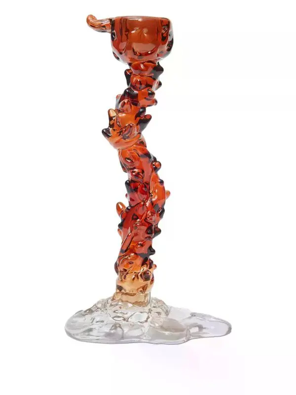 POLSPOTTEN Spiral-shaped Glass Candle Holder - Orange