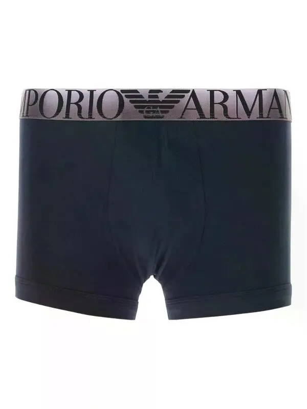 Emporio Armani Logo-detail Cotton Boxer - Blue