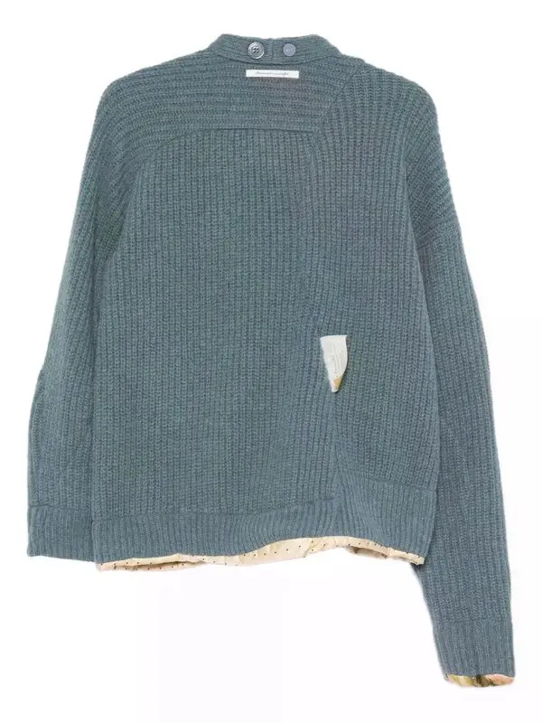 Undercover Asymmetric Ribbed Knit Cardigan - Blue