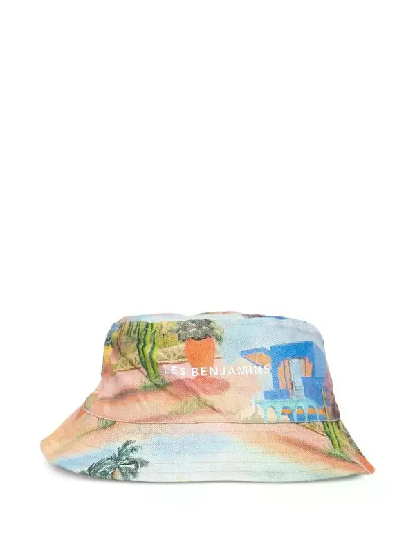 LES BENJAMINS Printed Bucket Hat - Blue