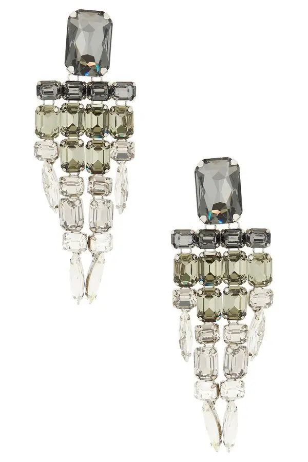 AREA Ombre Crystal Chandelier Earrings - Ombre Grey