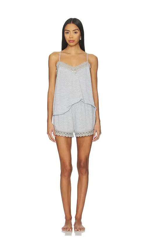 Flora Nikrooz Maven Cami & Short Set With Lace In Grey - Heather Grey