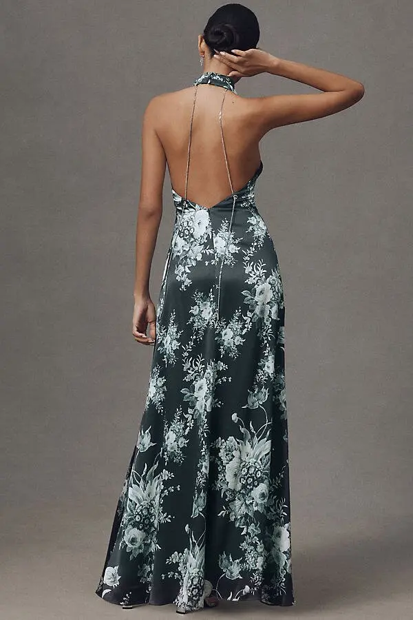 Bhldn Chain-back Halter Maxi Dress