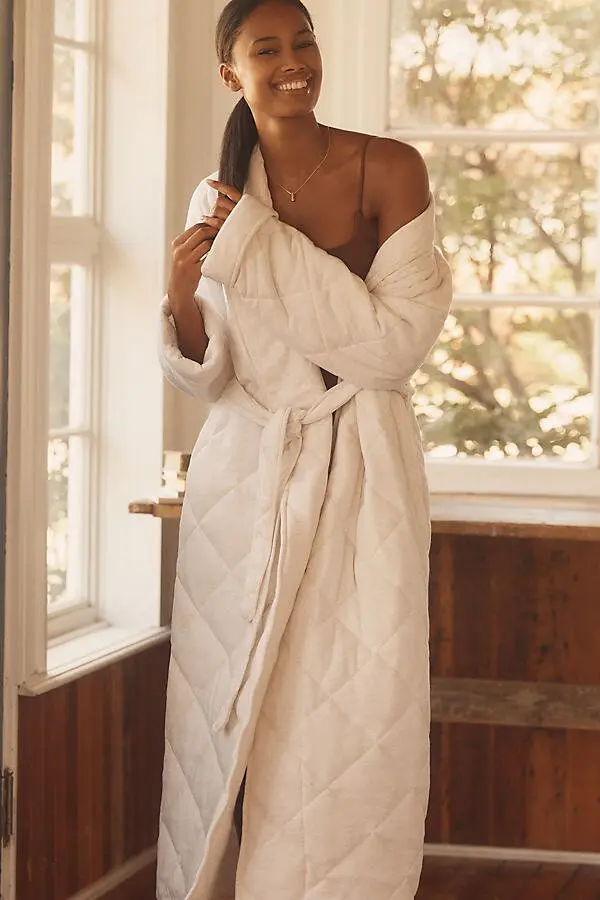PAPINELLE Quilted Cotton Maxi Robe - White
